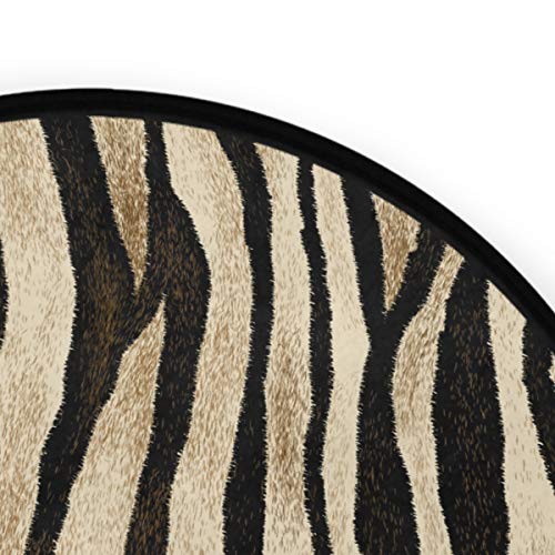 ALAZA Vintage Zebra Print Animal Non-Slip Round Area Rug for Bedroom Living Room Study Playing Floor Mat Carpet, 3' Diameter