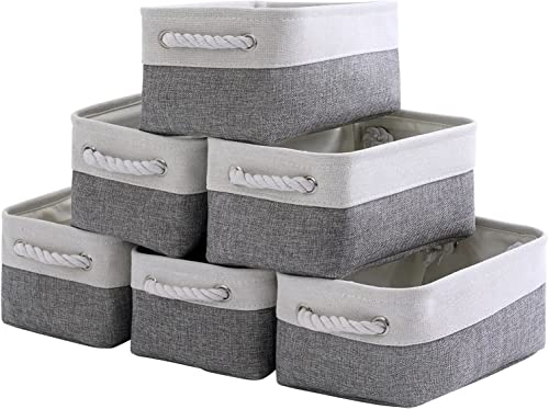 Sacyic Baskets Storage Bins 12x8x5 inch [6-Pack] Fabric Storage Baskets Cloth Baskets Empty Gift Baskets with Rope Handles Decorative Baskets for Organizing