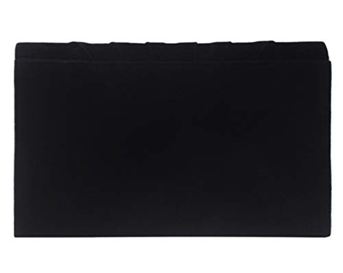 ZIUMUDY Elegant Velvet Envelope Pleated Clutch Bags Wedding Evening Shoulder Chain Handbags (Black)