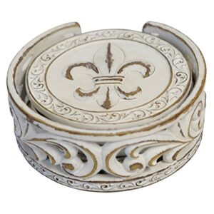 ll home fleur de lis scrolls 4 coaster set