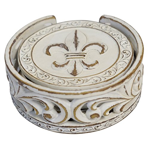 LL Home Fleur De Lis Scrolls 4 Coaster Set