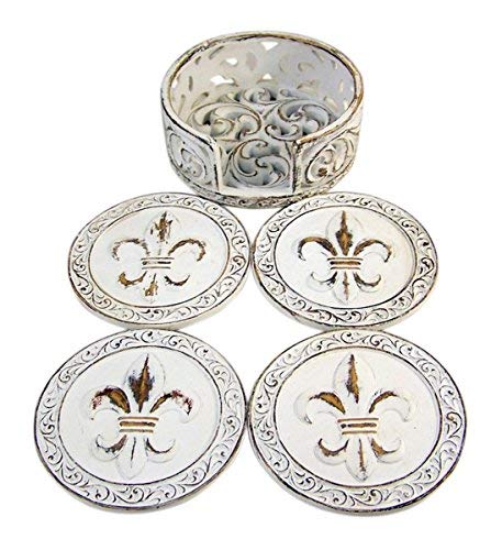 LL Home Fleur De Lis Scrolls 4 Coaster Set