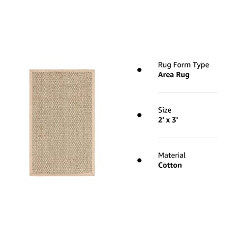 SAFAVIEH Natural Fiber Collection 2' x 3' Beige NF114A Border Basketweave Seagrass Accent Rug