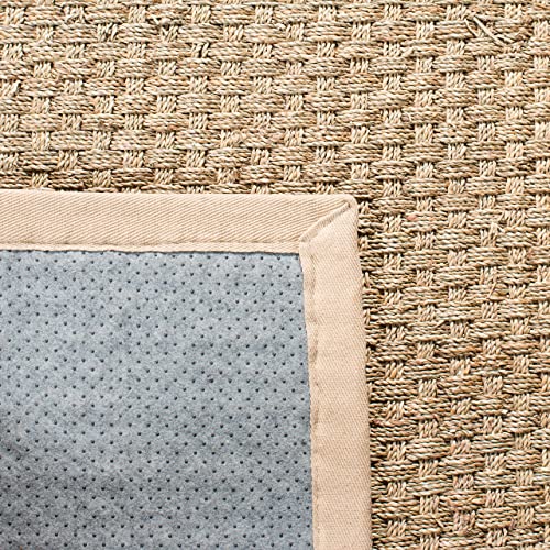 SAFAVIEH Natural Fiber Collection 2' x 3' Beige NF114A Border Basketweave Seagrass Accent Rug