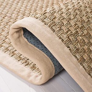 SAFAVIEH Natural Fiber Collection 2' x 3' Beige NF114A Border Basketweave Seagrass Accent Rug