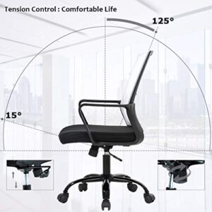 Home Office Chair Ergonomic Desk Chair Swivel Rolling Computer Chair Executive Lumbar Support Task Mesh Chair Adjustable Stool for Women Men (White)