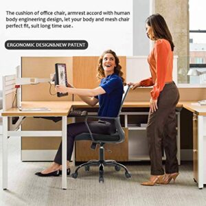 Home Office Chair Ergonomic Desk Chair Swivel Rolling Computer Chair Executive Lumbar Support Task Mesh Chair Adjustable Stool for Women Men (White)