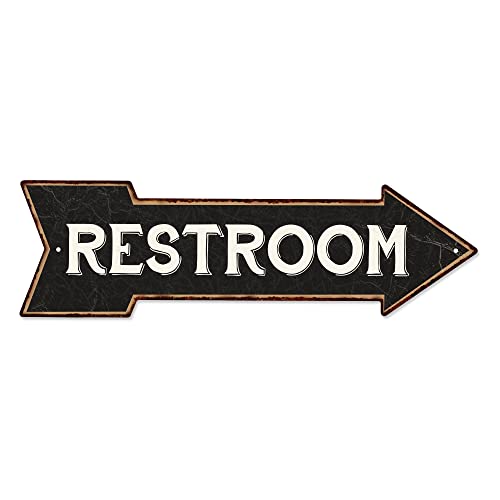 Chico Creek Signs Restroom Black Rt Arrow Vintage Looking Metal Sign 5x17 205170003003