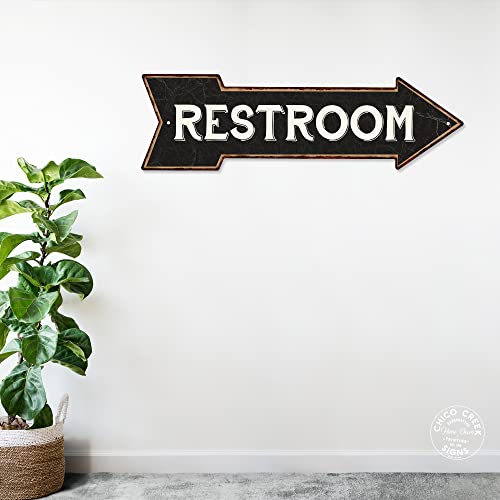 Chico Creek Signs Restroom Black Rt Arrow Vintage Looking Metal Sign 5x17 205170003003