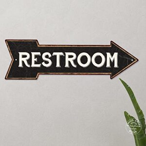 Chico Creek Signs Restroom Black Rt Arrow Vintage Looking Metal Sign 5x17 205170003003