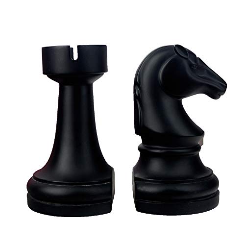 Decorative Bookends Chess Bookends, Black Book Ends Heavy Book Supports, Unique Bookends Decor for Office Home Desk Bookrack, 7"(L) x4(W) x7(H), 1Pair/2Piece