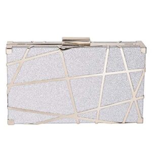 tanpell women evening bags sparkling handbag metal hollow designer wedding party clutch purse silver