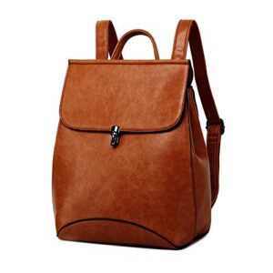 wink kangaroo fashion shoulder bag rucksack pu leather women girls ladies backpack travel bag (brown)