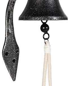 Upstreet Dinner Bell for Outside or Inside Made of Red Copper Hanging Bell, Cast Iron Outdoor Bell to Wall Mounted Surfaces for Church, Home, and School Bell (Cinereous, 6)