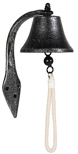 Upstreet Dinner Bell for Outside or Inside Made of Red Copper Hanging Bell, Cast Iron Outdoor Bell to Wall Mounted Surfaces for Church, Home, and School Bell (Cinereous, 6)