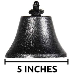 Upstreet Dinner Bell for Outside or Inside Made of Red Copper Hanging Bell, Cast Iron Outdoor Bell to Wall Mounted Surfaces for Church, Home, and School Bell (Cinereous, 6)