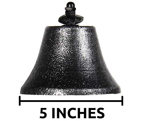 Upstreet Dinner Bell for Outside or Inside Made of Red Copper Hanging Bell, Cast Iron Outdoor Bell to Wall Mounted Surfaces for Church, Home, and School Bell (Cinereous, 6)