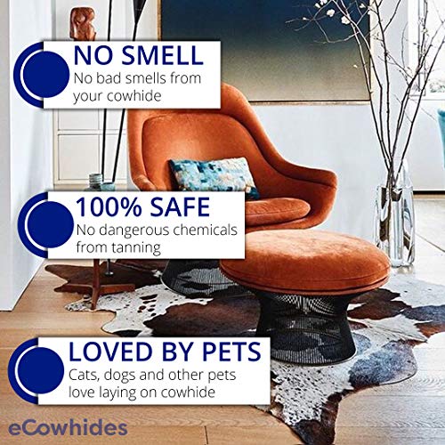 eCowhides Hereford Brazilian Cowhide Area Rug, Cowskin Leather Hide for Home Living Room (Large) 6 x 6 ft