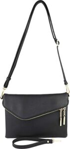 b brentano fold-over envelope wristlet clutch crossbody bag (black.)