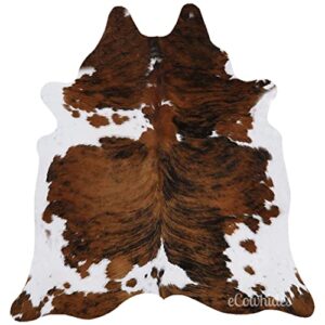 ecowhides | genuine cowhide rug, cowskin, tricolor, western home decor, premium quality, living room accessories, (x-large) 7 x 6 ft