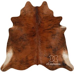 ecowhides | genuine cowhide rug, cowskin, brindle, western home decor, premium quality, living room accessories, (x-large) 7 x 6 ft