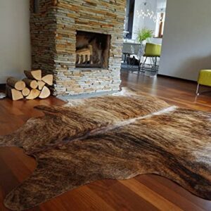 ecowhides | Genuine Cowhide Rug, Cowskin, Brindle, Western Home Decor, Premium Quality, Living Room Accessories, (X-Large) 7 x 6 ft