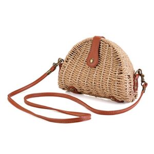 joseko crossbody straw bag, womens straw handbag shoulder bag for beach travel and everyday use (7.87″ l x 2.36″ w x 5.51″ h, light brown-a)