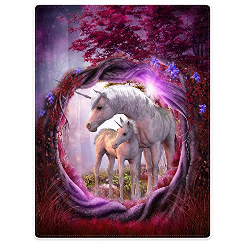 Blankets Fleece Blanket Throw for Sofa Bed Unicorn Horse Magical Animal Rose Red Tree (50" x 80")