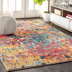 jonathan y ctp108a-5 contemporary pop modern abstract indoor area-rug bohemian easy-cleaning high traffic bedroom kitchen living room non shedding, 5 ft x 8 ft, multi/yellow