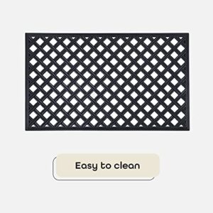 Wrought Iron Rubber Door Mat, Lattice - 18 Inch Width, 30 Inch Length - Durable, Easy to Clean & Decorative Outdoor Welcome Mats - Heavy Duty for All Weather - Doormat Traps Dirt, Debris, & Mud