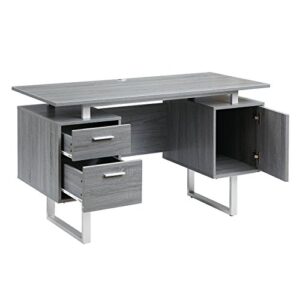 Techni Mobili Modern Office Desk with Storage, Gray