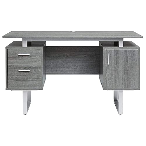 Techni Mobili Modern Office Desk with Storage, Gray