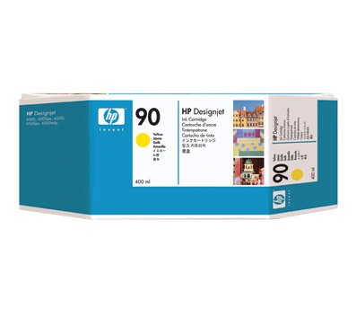 HP 90 Yellow 400-ml Genuine Ink Cartridge (C5090A) for DesignJet 4500 MFP, 4500 & 4000 Series Large Format Printers