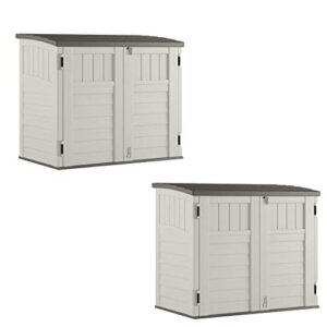 suncast bms2500 53 x 31.5 x 45.5 horizontal 34 cubic feet resin outdoor storage shed with floor for backyard, garage, or patio in ivory (2 pack)