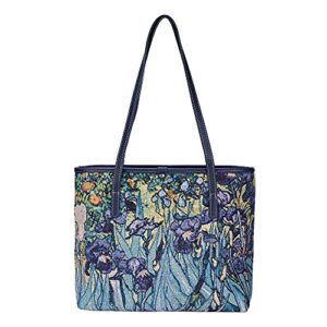 Signare Tapestry Shoulder Bag Tote Bag for Women with Travel or Work Tote Bags for Women With Van Gogh Iris Design|COLL-ART-VG-IRIS