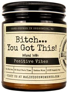 malicious women candle co – bitch…you got this!, pink chandelier infused with positive vibes, all-natural soy candle, 9 oz