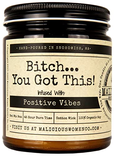 Malicious Women Candle Co - Bitch…You Got This!, Pink Chandelier Infused with Positive Vibes, All-Natural Soy Candle, 9 oz