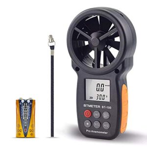 btmeter bt-100 handheld anemometer, digital wind speed cfm meter gauge air flow velocity tester for hvac shooting drone, wind chill, 14℉-113℉ wind temperature