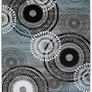 Rugshop Contemporary Circles Area Rug 6' 6" X 9' Blue