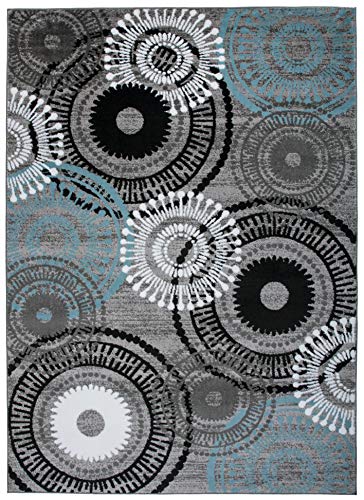 Rugshop Contemporary Circles Area Rug 6' 6" X 9' Blue