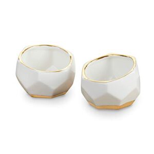 kate aspen 23216na geometric ceramic planters decorative bowls (set of 2) trinket dish, home, room, desk, table décor, one size, white