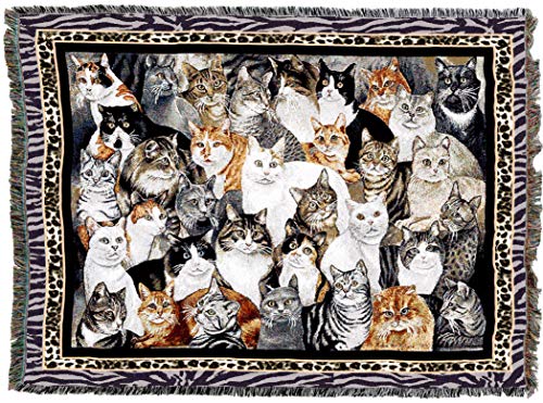 Pure Country Weavers Purrfect Cats Blanket by Elena Vladykina - Gift for Cat Lovers - Tapestry Throw Woven from Cotton - Made in The USA (72x54)