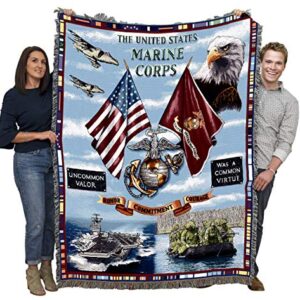 Pure Country Weavers US Marine Corps - Land Sea Air Blanket - Gift Military Tapestry Throw Woven from Cotton - Made in The USA (72x54)