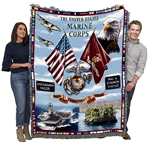 Pure Country Weavers US Marine Corps - Land Sea Air Blanket - Gift Military Tapestry Throw Woven from Cotton - Made in The USA (72x54)