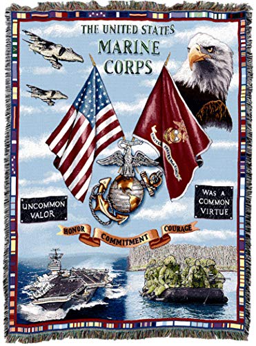 Pure Country Weavers US Marine Corps - Land Sea Air Blanket - Gift Military Tapestry Throw Woven from Cotton - Made in The USA (72x54)