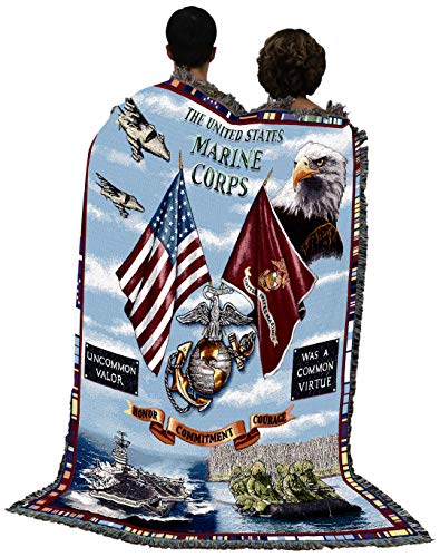 Pure Country Weavers US Marine Corps - Land Sea Air Blanket - Gift Military Tapestry Throw Woven from Cotton - Made in The USA (72x54)