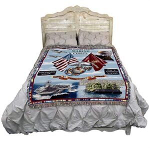 Pure Country Weavers US Marine Corps - Land Sea Air Blanket - Gift Military Tapestry Throw Woven from Cotton - Made in The USA (72x54)