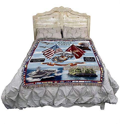 Pure Country Weavers US Marine Corps - Land Sea Air Blanket - Gift Military Tapestry Throw Woven from Cotton - Made in The USA (72x54)