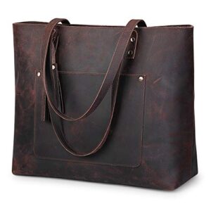 s-zone women vintage genuine leather shoulder tote bag large work purse handbag