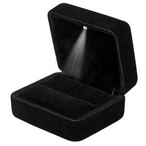 gbyan velvet ring box with led light jewelry display gift box for proposal,engagement, wedding